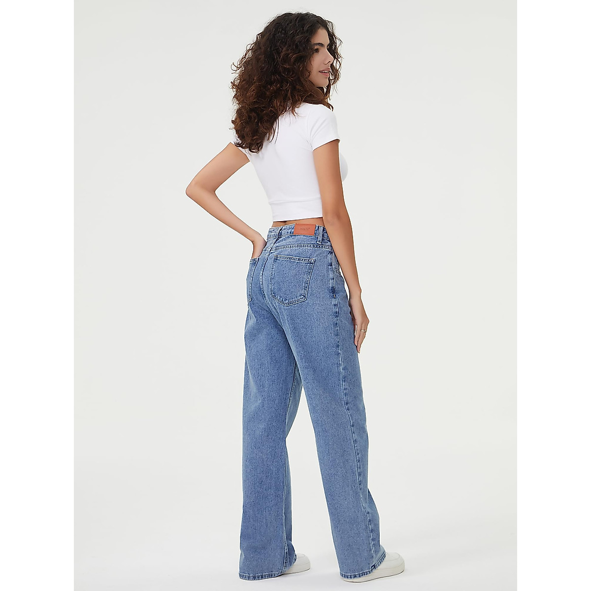 HDLTE Women Wide Leg Jeans High Waist Baggy Jeans Loose Boyfriend Jeans Denim Pants Y2K Light Blue