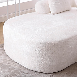 ONEMMLION Modular Sectional Couch Curved Corner Sofa, Comfy Upholstered L-Shape Boucle Sofa with Chaise Lounge, 3 Seater Cloud Sofa for Living Room, Apartment, Beige White