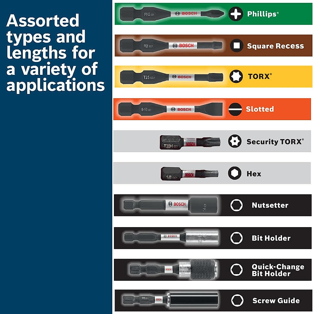 BOSCH ITDT25215 15-Pack 2 In. Driven Torx #25 Impact Tough Screwdriving Power Bits