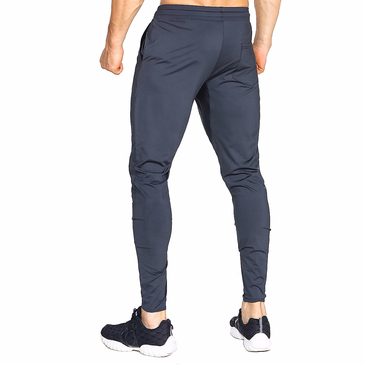 BROKIG Mens Lightweight Gym Jogger Pants,Men's Workout Sweatpants with Zip Pocket(Dark Grey,Large)