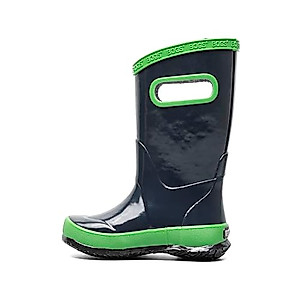 BOGS unisex child Bogs Kids Rubber Waterproof Rain Boot for and Boys Girls , Navy/Green, 12 Little Kid US