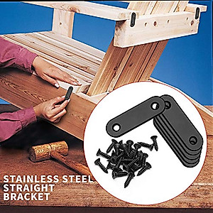 Jiozermi 12 Pcs Straight Brace, Flat Brace 2” x 0.6”, Stainless Steel Straight Bracket, Mending Joining Plates for Wood, Board, Bed Frame, Furniture & Shelves, Matte Black