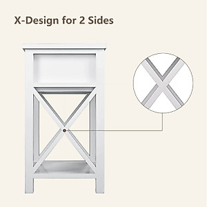 MAGIC UNION X-Design Side End Table Night Stand Storage Shelf with Bin Drawer