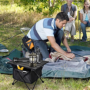 Audoyon Foldable Camping Side Table, Ultralight Small Beach Table Aluminum, Portable Outdoor Table with Carry Bag and Storage for Picnic, Grill, Hiking, Fishing, Sand, Camping Essentials(S)