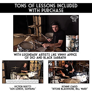 Rise by Sawtooth Full Size 5-Piece Student Drum Set with Hardware and Cymbals, Red Sparkle