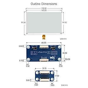 Waveshare 7.5inch E-Ink Display HAT Compatible with Raspberry Pi 5/4B/3B/Zero/Zero W/Zero 2W/Pico/Pico W/Pico WH, 800×480 Resolution SPI Interface