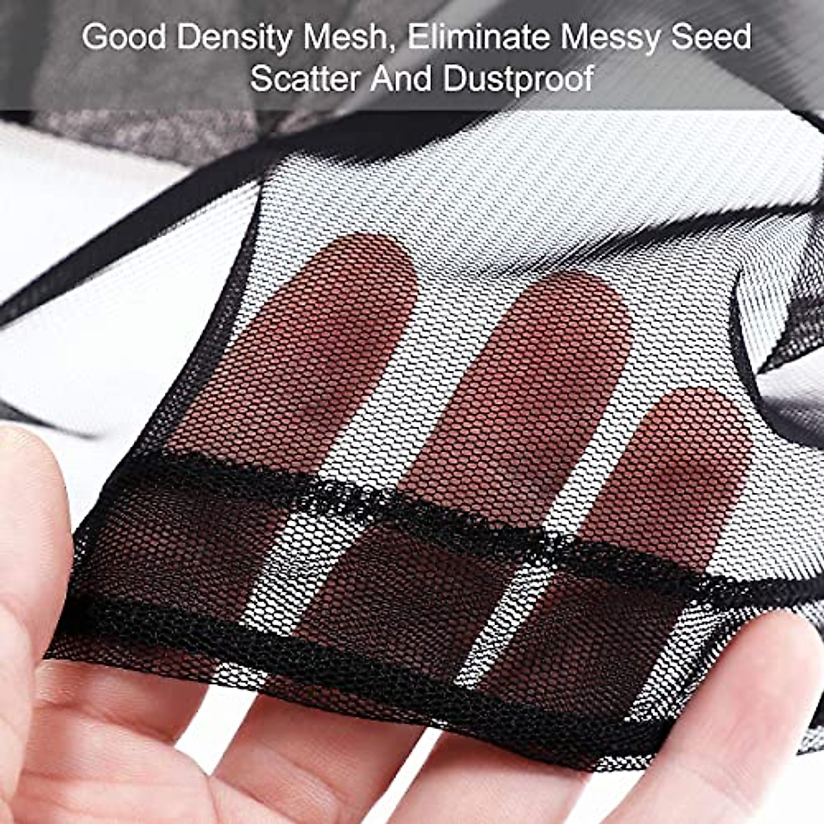 POPETPOP Mesh Birds Cage Seed Catcher + Universal Washable Bird Cage Cover (Black)