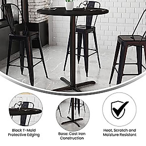 Flash Furniture 36'' Round Black Laminate Table Top with 30'' x 30'' Bar Height Table Base