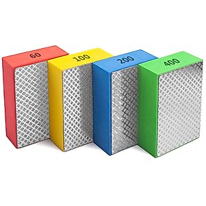 SZSYD 4Pack Diamond Hand Polishing Pads for Sanding Ceramics Glass Tile Concrete Stone Marble Granite, 60#, 100#,200#,400# (Grid)