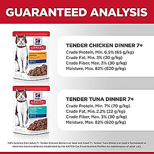 Hill's Science Diet Senior 7+ Wet Cat Food Pouch, Variety Pack Chicken and Tuna, 2.8 oz, 12 pk