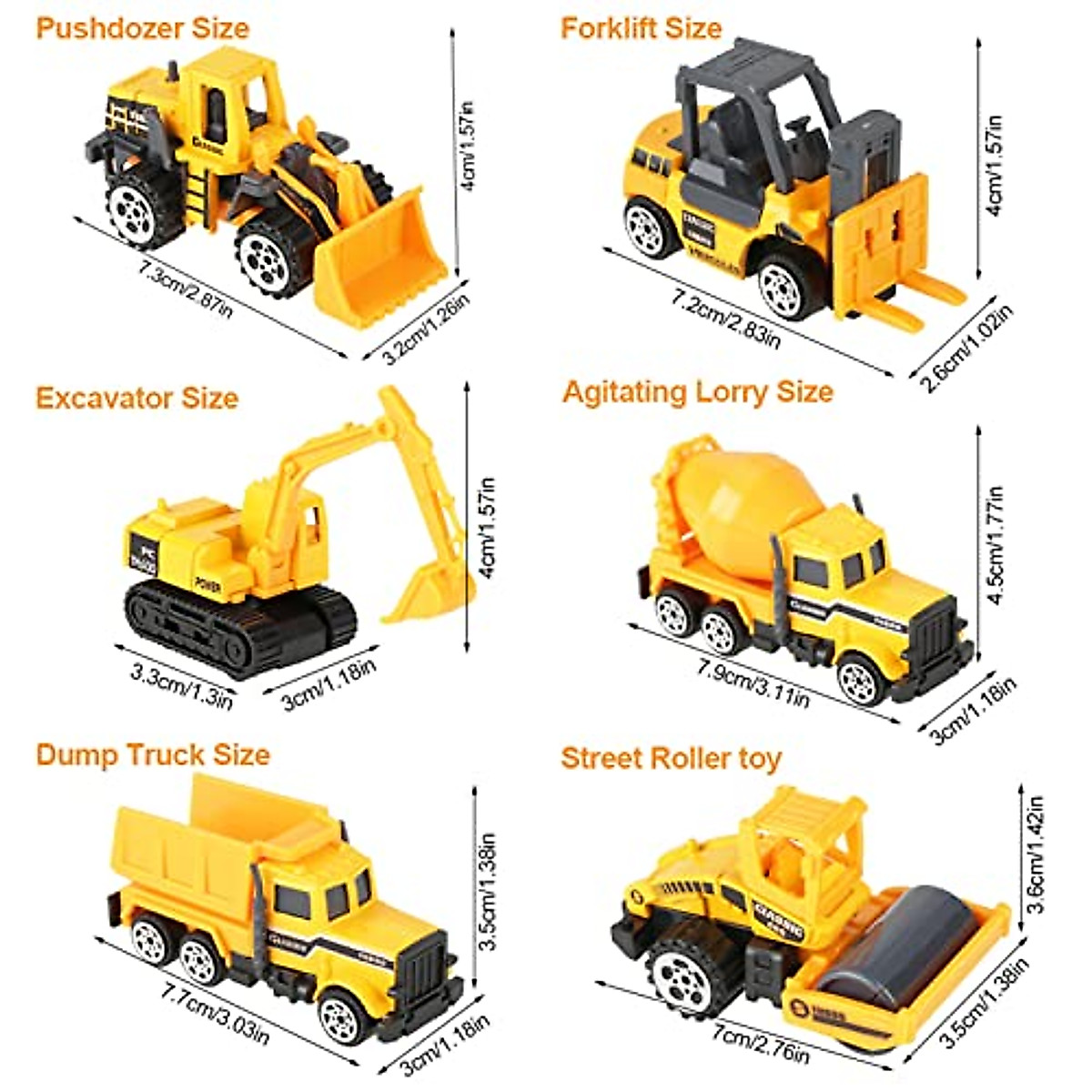 SPYMINNPOO Small Construction Toys,6PCS 1:64 Scale Alloy Plastic Engineering Car Truck Toy Mini Construction Vehicles Toys for Boys Mini Vehicle Constructio Model Kids Gift