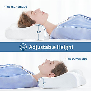 napz Contour Cervical Pillow for Neck and Shoulder Pain Relief, Ergonomic Memory Foam Support Pillow 2 Heights of Soft Bed Pillow for Sleeping, Orthopedic Neck Pillow for Side Back Stomach Sleeper