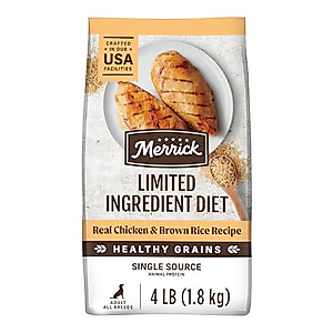 Merrick Limited Ingredient Diet Premium And Natural Kibble With Healthy Grains Chicken And Brown Rice Dog Food - 4.0 lb. Bag