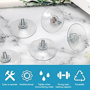 LVOERTUIG Suction Cup,8PCS Glass Suction Pads,Screw Suction Cup,Non-Slip Shower Caddy Connectors Suction Cups,Durable Strong Adhesive Suction Holder for Kitchen Bathroom Window Glass Door(Clear)