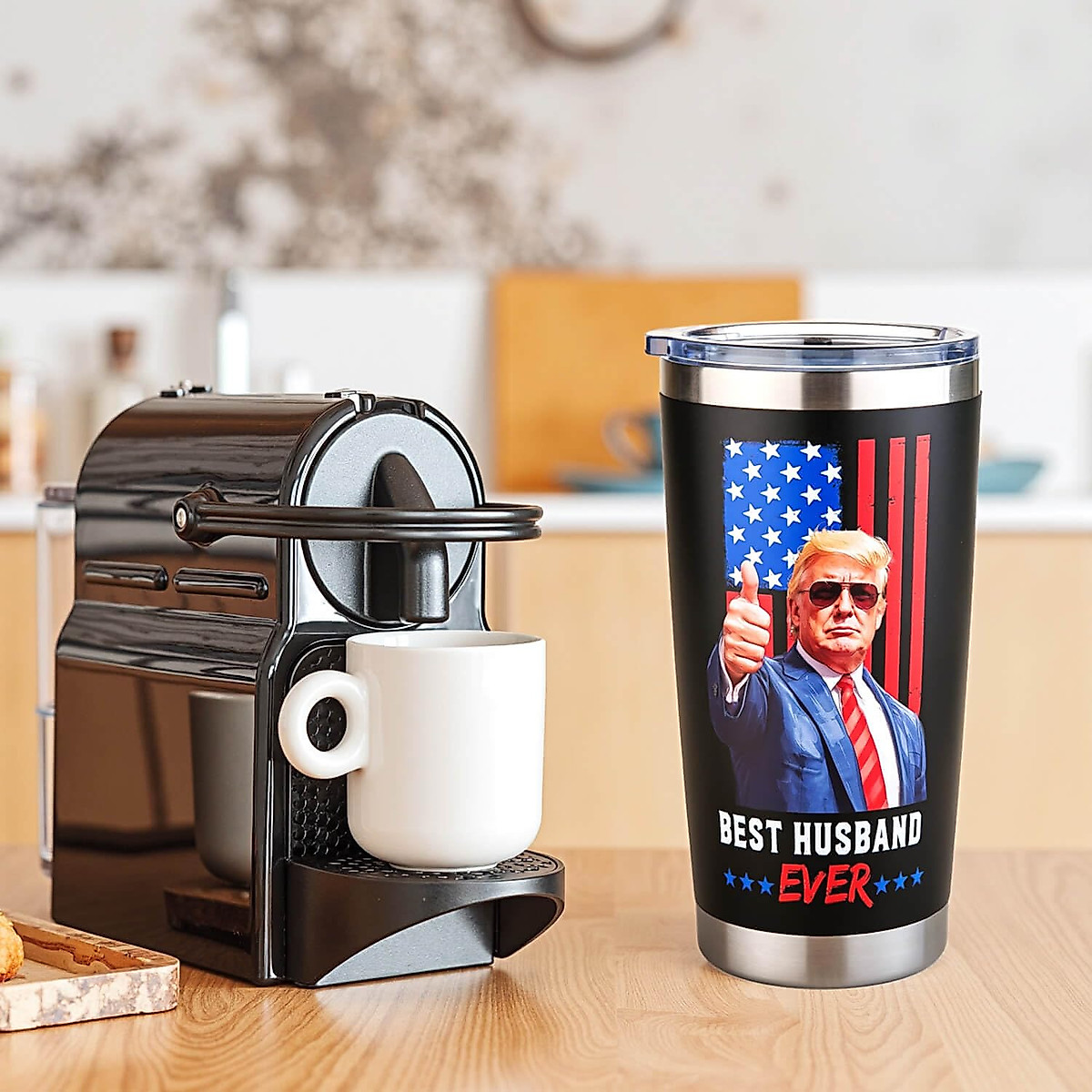 Gifts for Husbands, Wedding Anniversary, Best Husband Gifts Ever, Cool Birthday Ideas for Husbands, Gift for Him Valentines Day, Top Christmas Gifts for Husband from Wife - 20oz Trump Husband Tumbler
