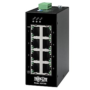 Tripp Lite Industrial 8 Port Ethernet Network Switch 10/100/1000 Mbps -40° to 167°F Temperature Range Unmanaged TAA Compliant DIN Mount (NGI-U08)