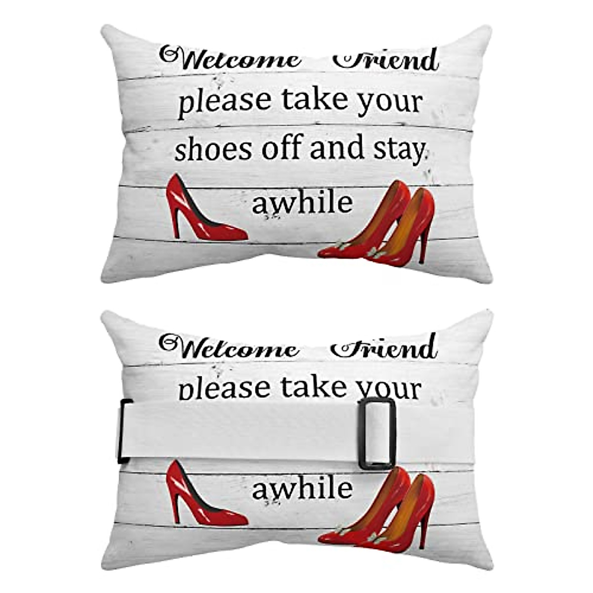 HERBED Recliner Head Pillow Outdoor Pillow with Insert Red High Heels White Wood Grain Waterproof Lumbar Pillow with Adjustable Strap Lounger Patio Chair Pillows for Beach Pool Office 2pcs