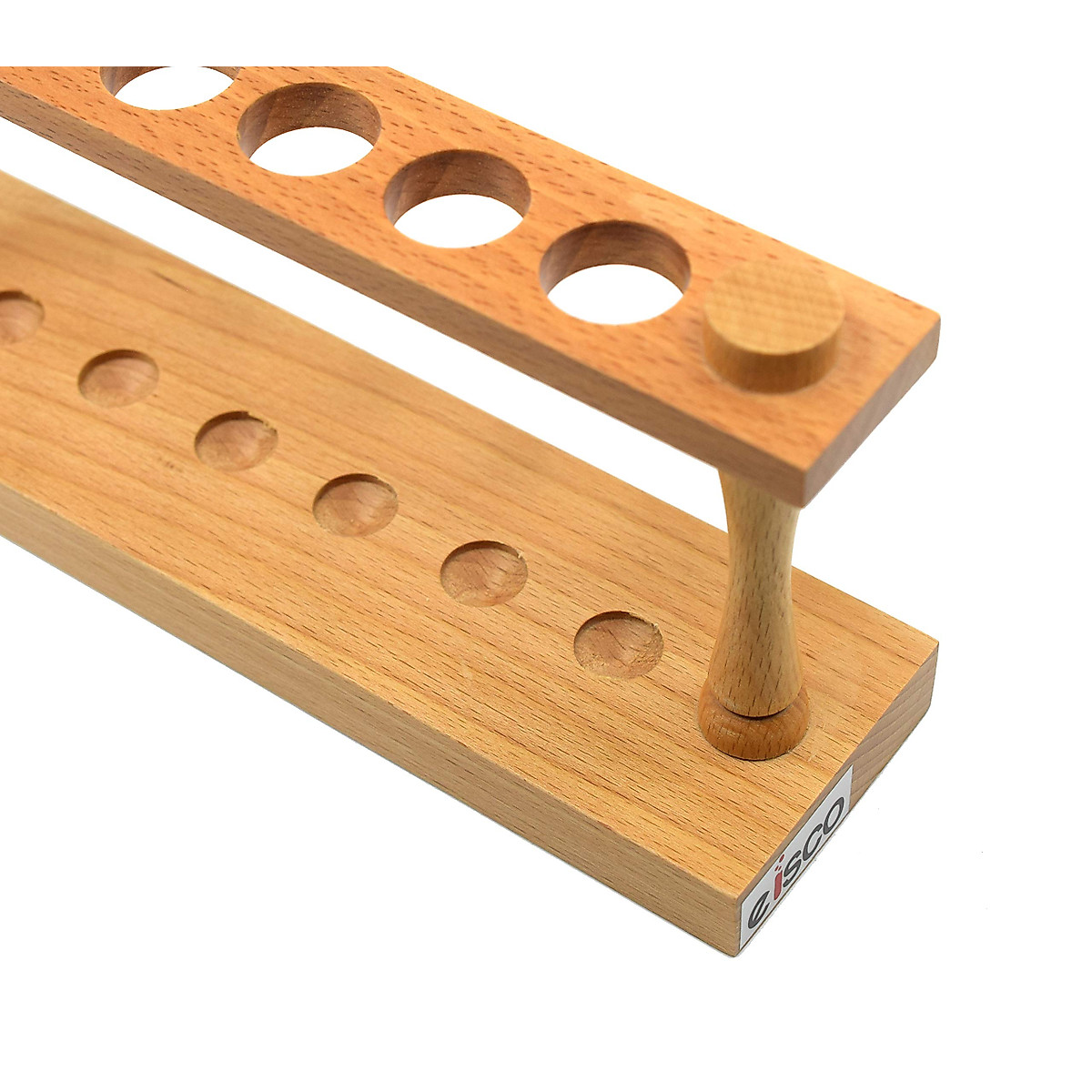 EISCO Wooden Test Tube Rack - Accommodates 6 Tubes, up to 22mm - 9.75" Wide - Premium Polished Wood Construction
