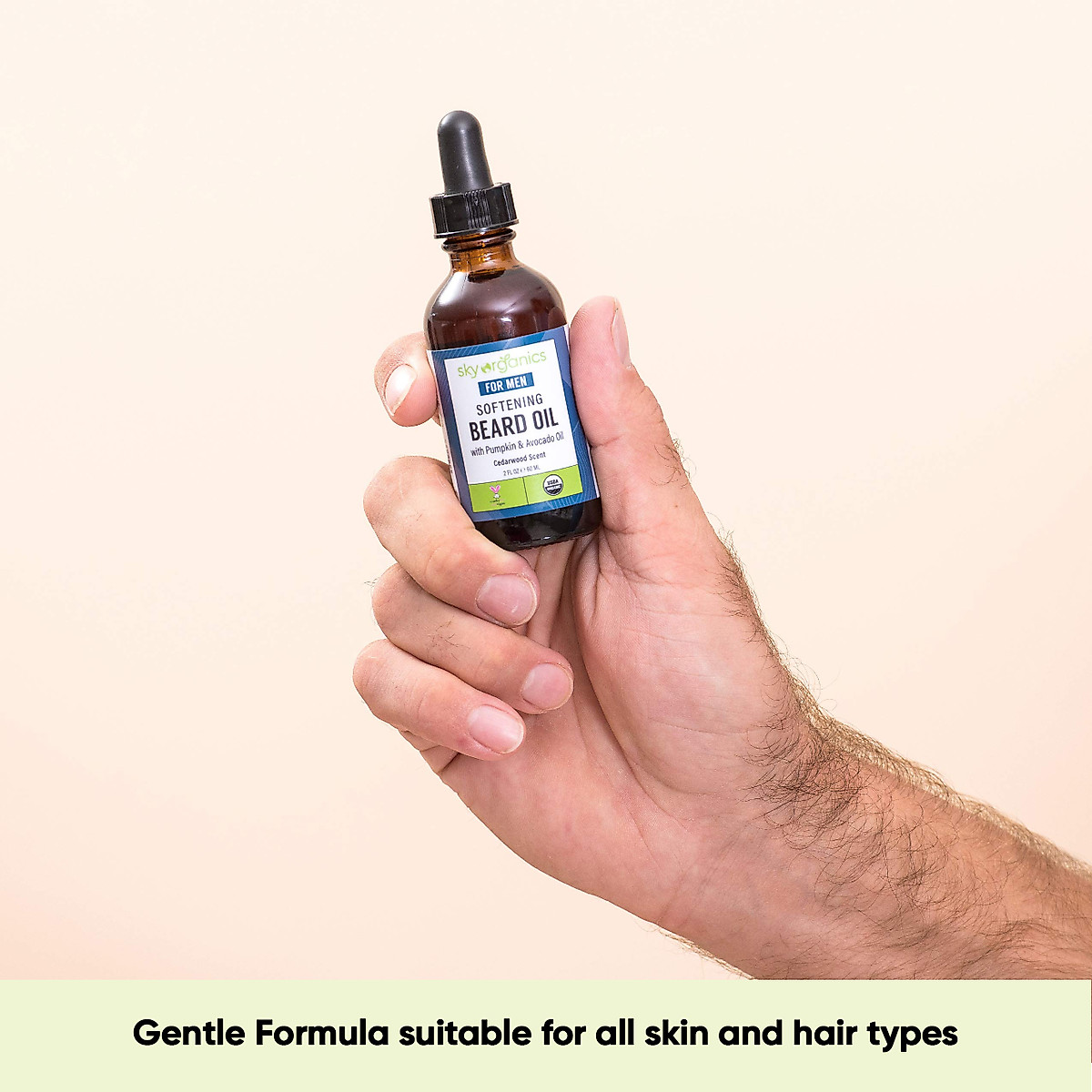 Sky Organics Men's Organic Softening Beard Oil for Face, USDA Certified Organic to Nourish, Condition & Soften, 2 fl. Oz