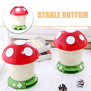 Zerodeko Step On Plastic Trash Can Mushroom Waste Organizer Decorative Cute Wastepaper Basket Foot Pedal Bathroom Garbage Container Kitchen Rubbish Bin
