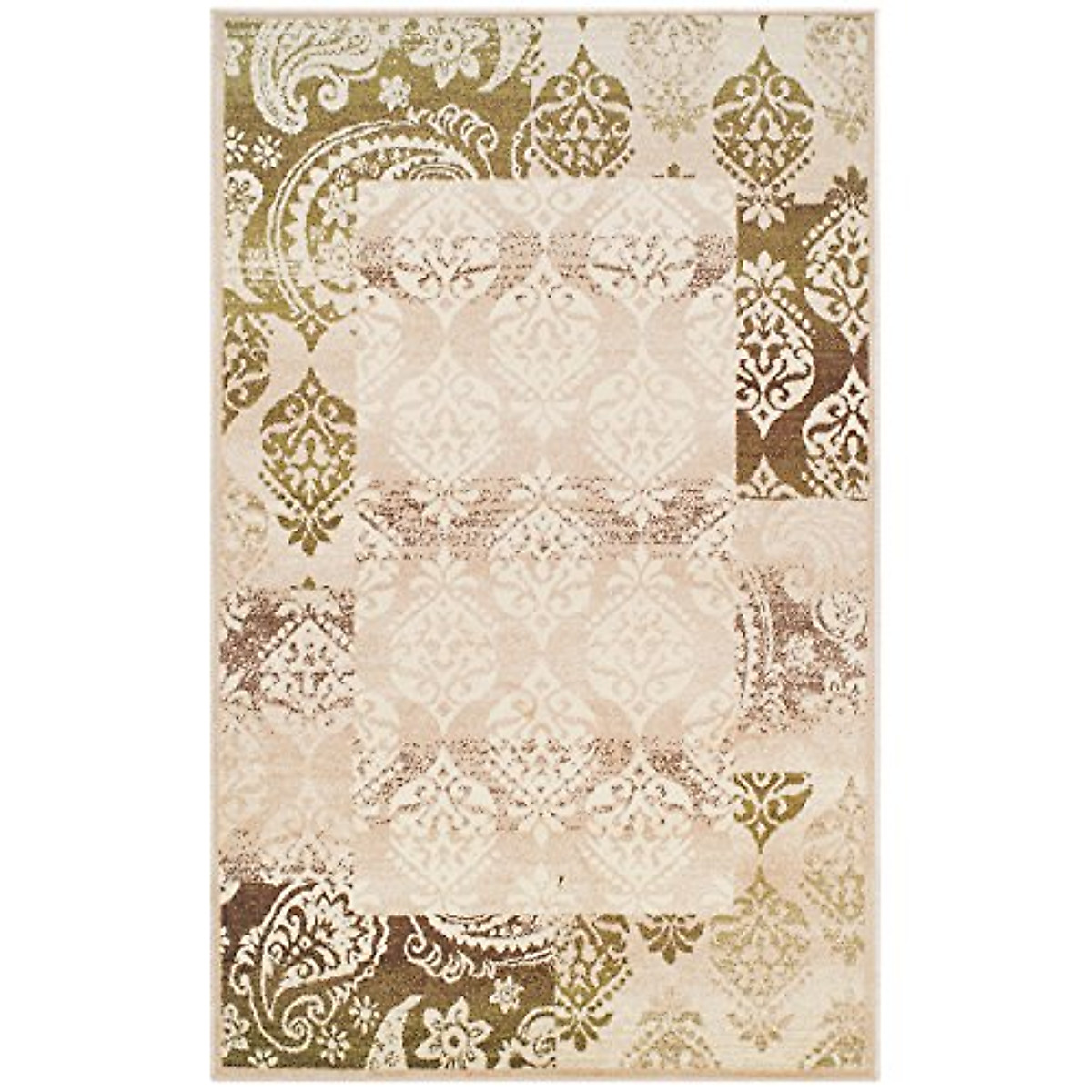 SUPERIOR Mystique Modern Geometric Paisley Polypropylene Indoor Area Rug, 8x10, Beige