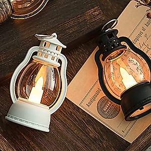 Halloween Lanterns Decorations, Retro Flickering LED Candle for Outdoor Patio Yards, Festive Decorative Desktop LED Centerpiece Lantern Red Bronze Flickering Light