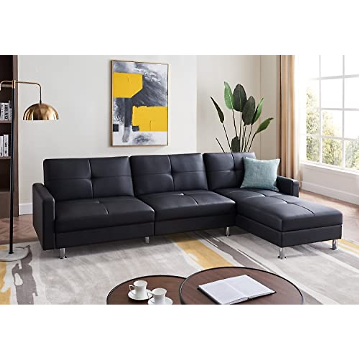 Gold Sparrow Davenport Sectional, Black