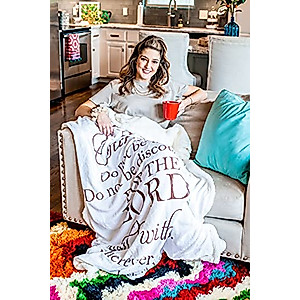 Double Creek Joshua 1:9 Scripture Throw Blanket - Ultra Soft Sherpa Fleece Microfiber Inspirational Faith Blanket for Bed Couch Chair - Healing Get Well Gift for Men Women Cancer Patients