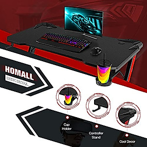 Homall Racing PU Leather Swivel Chair and 43.6 Inch Z Shaped Computer Desk Table Gaming Home Office Furniture Sets (White)