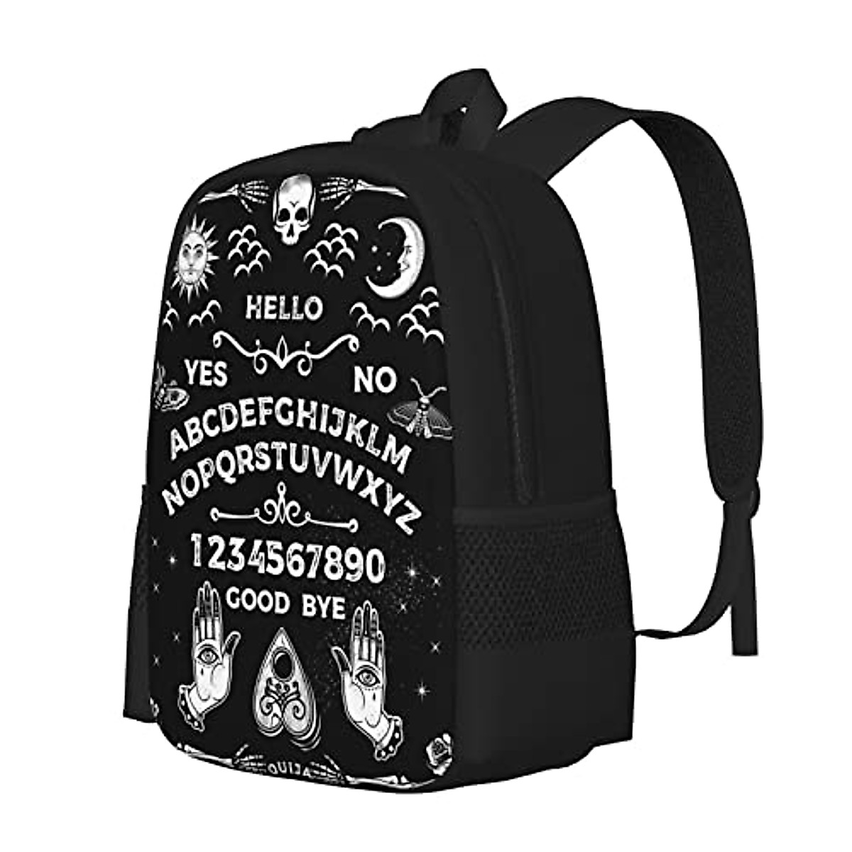 UIACOM Casual Vintage Skeleton Magic Ouija Board Sun Moon Backpack Big Capacity Multipurpose Bookbag Backpack - Spirit Witch Board Black Gothic Goth Occult, Boys Girls Gift, Travel Hiking Rucksack