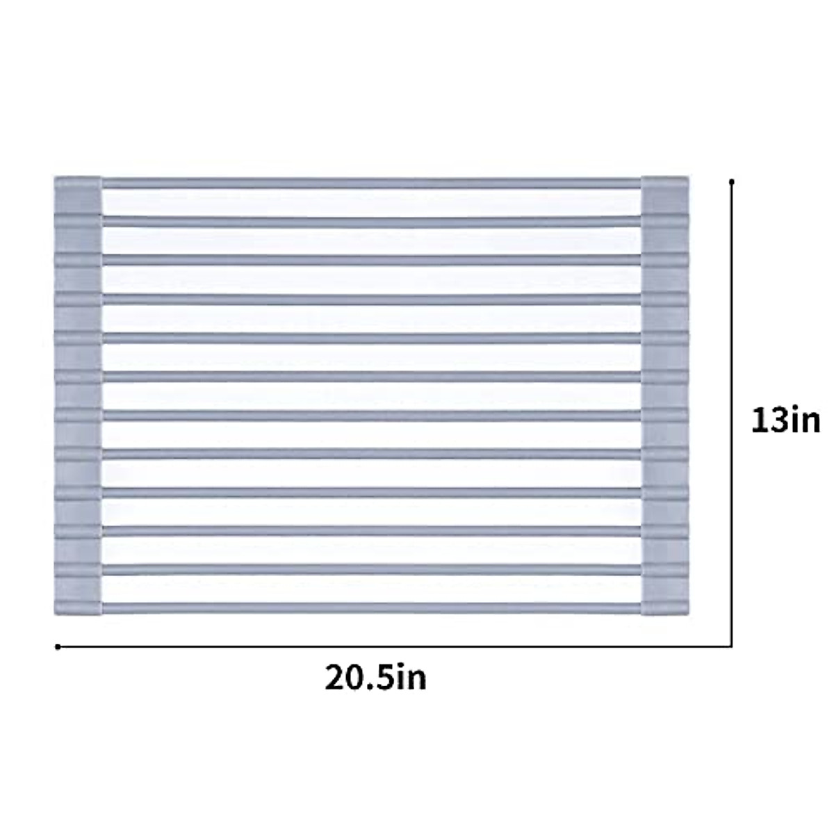 Roll Up Dish Drying Rack Drain Board Drainers, Over The Sink Dish Drying Rack for Kitchen Counter Foldable Dish Drainer Sink Rack Kitchen Organization Gadgets 17''x13'', Warm Grey