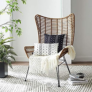 Nestinco Set of 2 Black Pillow Covers 22 x 22 inches Boho Tribal Polyester Blend Square Decorative Throw Pillow Covers for Sofa Couch Bed Decor