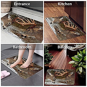 PAUSEBOLL Deer Moose Bath Rugs Machine Washable Bathroom Decor Non-Slip Doormat Water Absorbent Welcome Mat for Kitchen Bedroom Floors 16" X 24"