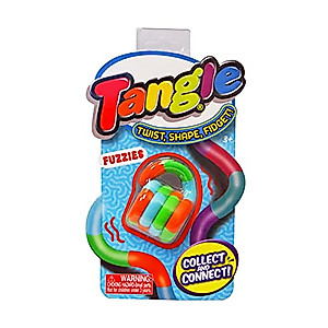 Tangle Jr. Fuzzies - Fuzzy Fidget Toy - Fuzzy Tangle Toy - Quiet Twist Fidget - Tangle Fidget Toy - Fidget Toy for Shool (Green/Blue)