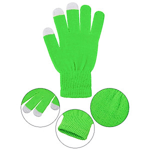 12 Pairs Winter Touchscreen Gloves For Men Women Stretch Knitted Texting Gloves Warm Windproof Solid Color Mittens(7 x 4 Inch,Black, Pink, Green, Purple, Orange, Blue, Yellow)