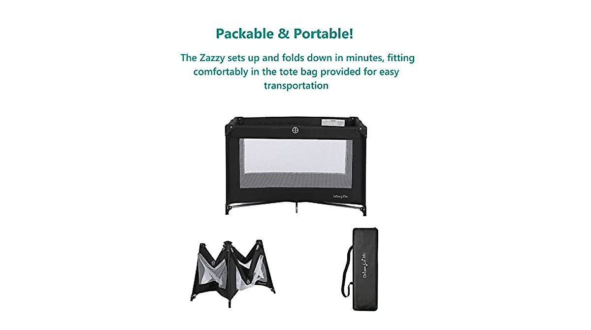 Dream On Me Zazzy Portable Playard - Travel Ready & Safe