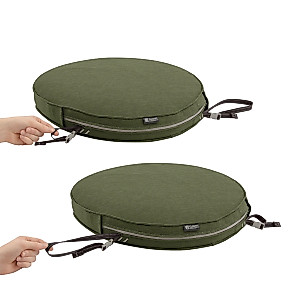 Classic Accessories Montlake Water-Resistant 15 x 2 Inch Round Outdoor Chair Seat Cushion Slip Cover, Patio Furniture Cushion Cover, Heather Fern Green, Patio Furniture Cushion Covers