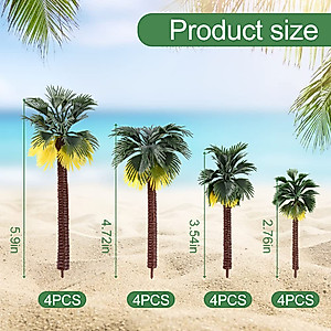 HUIANER Palm Tree Model Trees, Miniature Palm Trees Mixed 4 Size Fake Plastic Trees with No Stands for DIY Scenery Landscape Cake Decoration（16Pcs 2.76" - 5.9"）