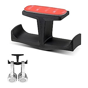 BRAINWAVZ BigT Dual Headphone Stand, Under Desk Hanger for Headphones, Gaming Headsets, Mobiles Accessories, Stick On, No Screws, Black (Big T)