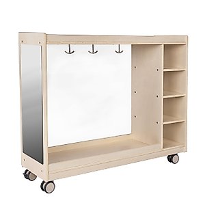 Children’s Factory Mobile Dress Up Storage with Mirrors, Classroom, Nursery, and Daycare Furniture, Kids Pretend Play Organizer, Toddler Cubbies