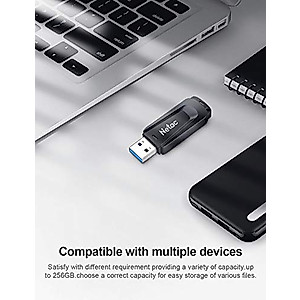 Netac 256GB Thumb Drive, 256GB Flash Drive 3.0 USB Sticks Jump Drive, Read Speeds up to 90MB/s