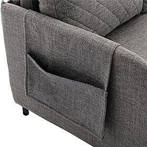 WALNUT Convertible Sleeper Sofa Bed, Velvet Loveseat Couch with Pull Out Bed, Small Sofa Bed with Headboard