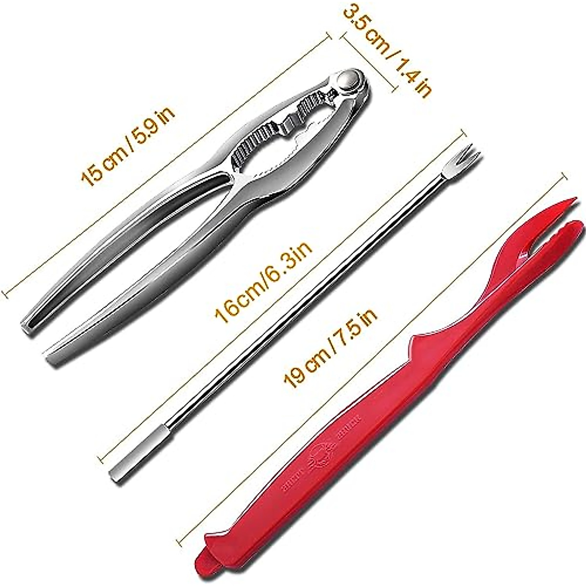 10PCS Crab Nut Crackers and Seafood Tools,Stainless Steel Lobster Crackers and Picks Set,Including 2 Lobster Crab Crackers, 4 Lobster Sheller Knives, 4 Crab Leg Forks/Picks (10pcs)