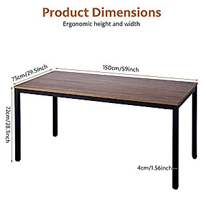POPRUN Writing Computer Desk 59 Inch（60"x 30"） Home Office Writing Study Desk, Modern Simple Sturdy Laptop Study Table, Walnut - Solid Tabletop Made of MDF