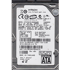 Hitachi Travelstar 7K100 HTS721010G9SA00 100GB SATA Laptop Hard Drive 7200RPM 8MB 2.5" Notebook