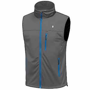 Little Donkey Andy Men's Softshell Vest, Lightweight Golf Vest Windproof Sleeveless Cycling Jacket for Running, Hiking (Pure Grey M)