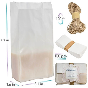 Handmade Soap Packaging Set | 200 Handmade with Love Stickers with Elegant Cut Labels | 100 Translucent Paper Bags | Wrapping Paper for Homemade Goods , Small Business Supplies Canning Crafts Supplies