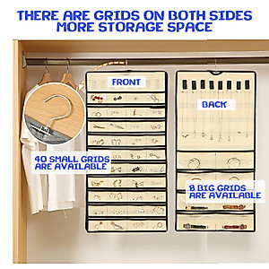 ONEPEACE Hanging Jewelry Organizer: Necklace & Earring Holder with Pockets for Closet, Wall or Door (Black)