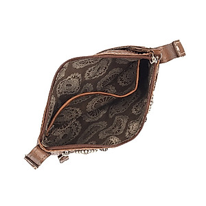 American West Women's Southwestern Arrow Trail Rider Crossbody Bag Distressed Brown One Size