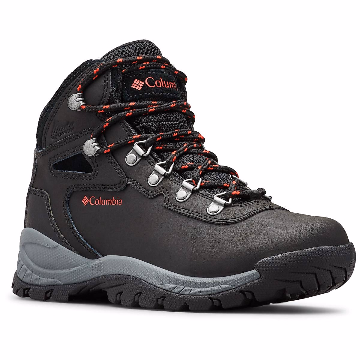 Columbia womens Newton Ridge Plus Waterproof Hiking Boot, Black/Poppy Red, 9 US